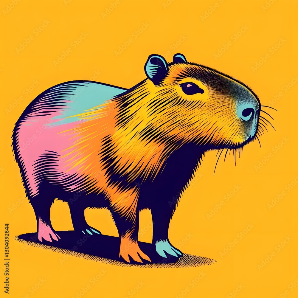 카피바라, 팝아트, jpeg (Capybara, pop art, jpeg) Stock Illustration | Adobe Stock