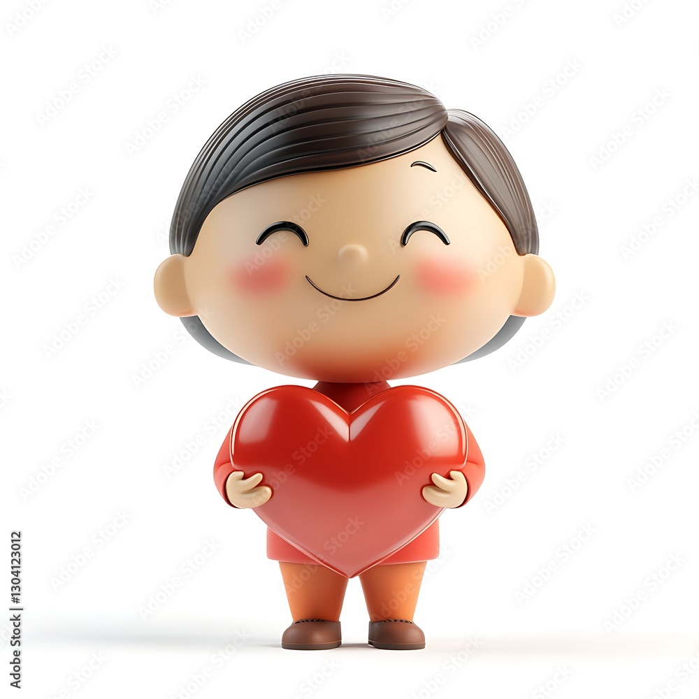 Loving Gesture: A cute cartoon character, radiating warmth and ...