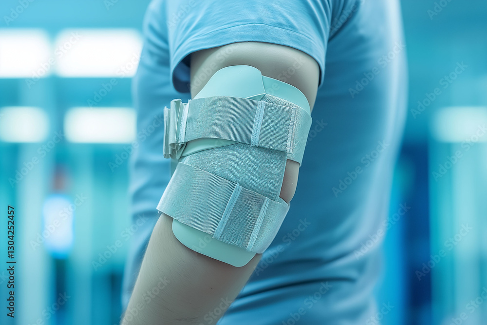 Foto de Stock Elbow dislocation injury treatment. Joint recovery. Pain ...