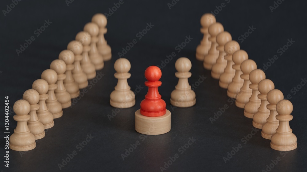 The King stands alongside the queen between two rows of pawns ...