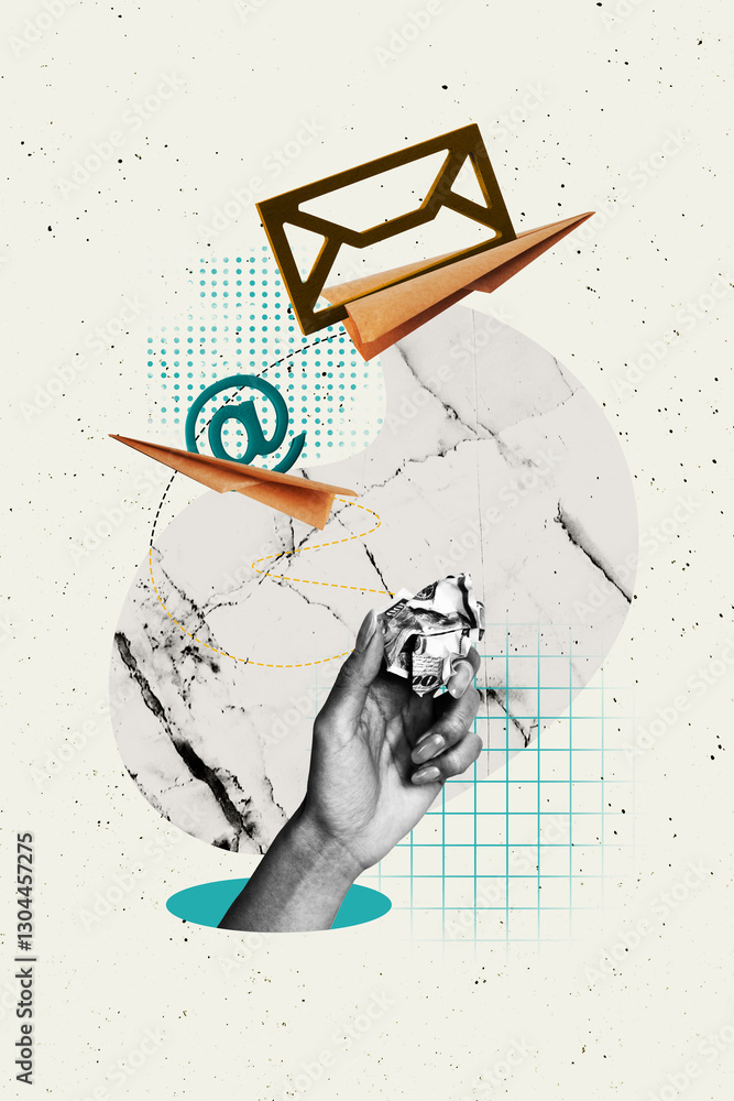 Vertical art trend collage of hand hold crumpled dollar banknote ...