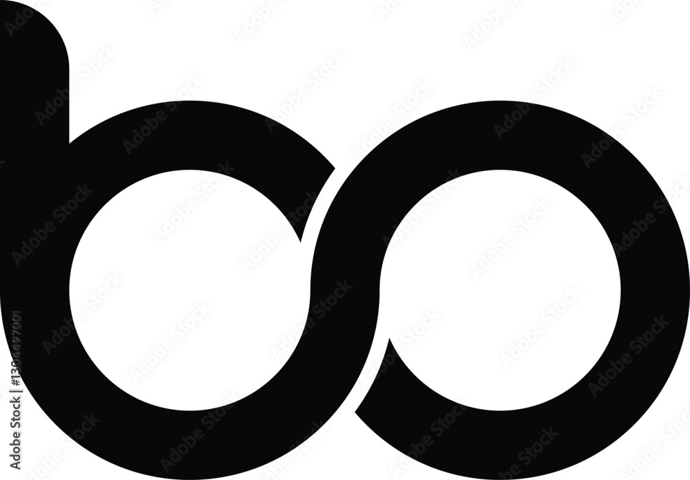 Initial letter bo logo modern linked circle round lowercase logo black ...