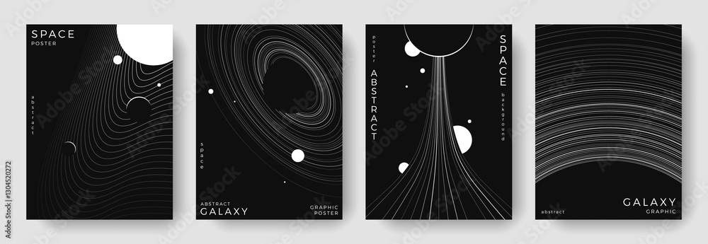 Set of abstract space astronomy backgrounds. Line art galaxy, universe ...