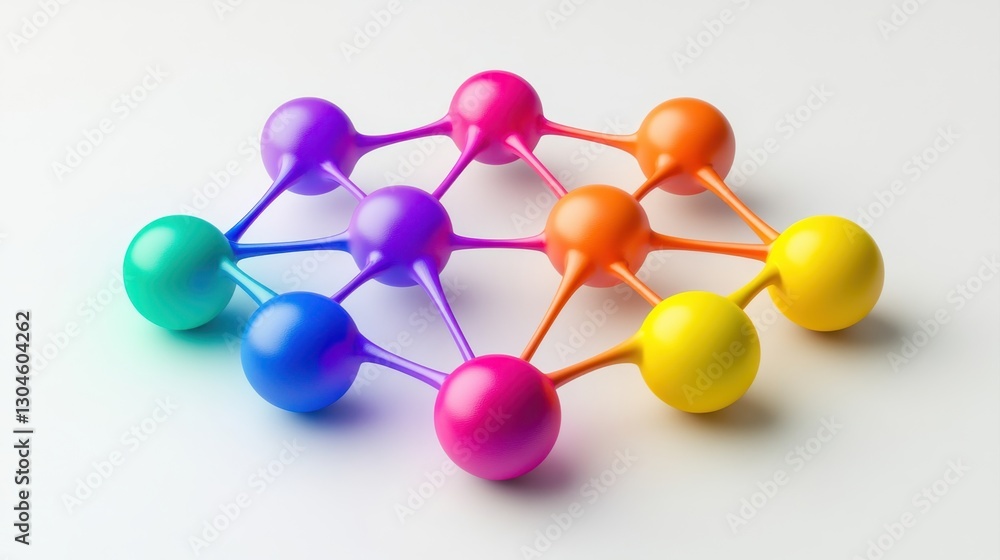 Dynamic colorful clay networking nodes creative workspace graphic ...