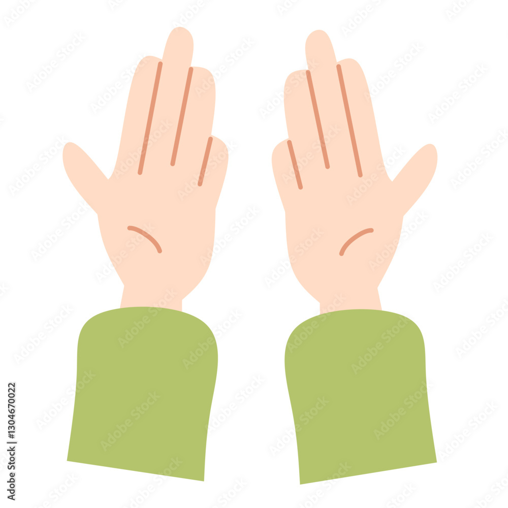 Praying hand icon. Hand drawn element. Islamic flat clip art sign for ...