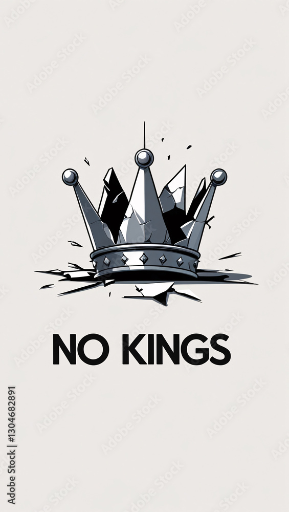 Protest-inspired artwork of a broken crown, rejecting kingship, with ...