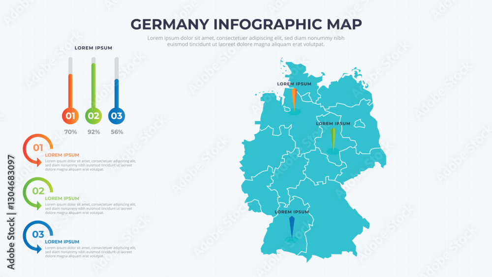 Infographic Map of Germany. Germany country map infographic colored ...
