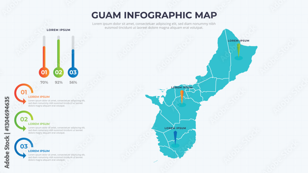 Infographic Map of Guam. Guam country map infographic colored vector ...