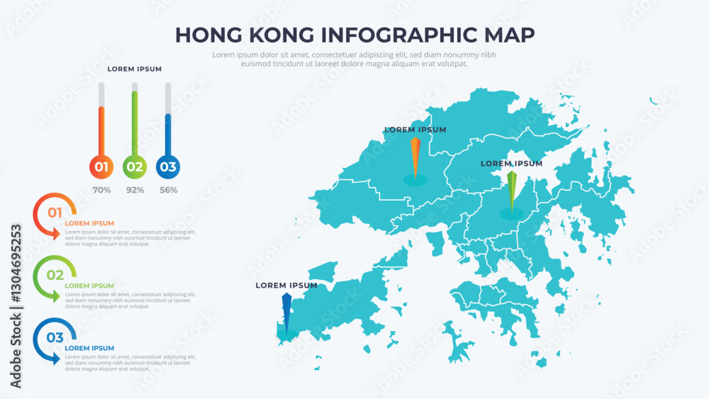 Infographic Map of Hong Kong. Hong Kong country map infographic colored vector template with ...