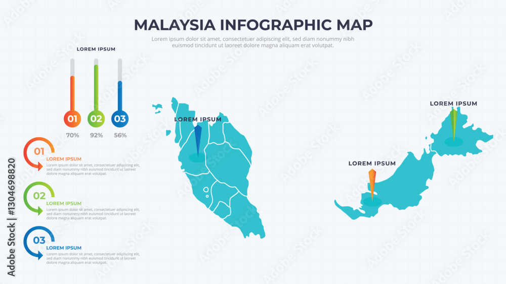 Infographic Map of Malaysia. Malaysia country map infographic colored ...
