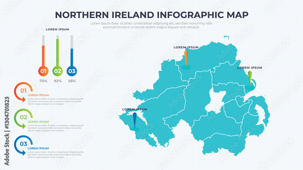 Infographic Map of Northern Ireland. Northern Ireland country map ...