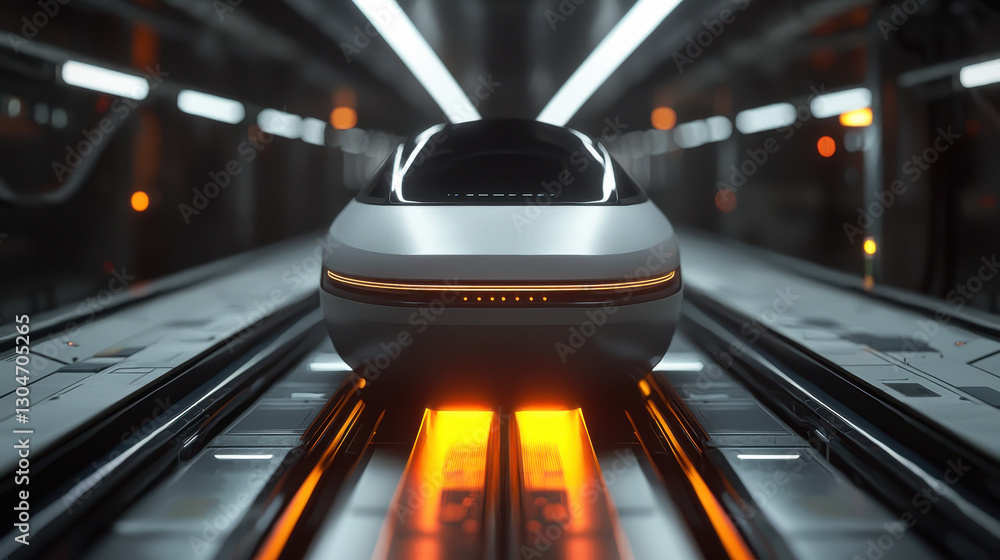 Levitating maglev train showcases futuristic engineering with glowing ...