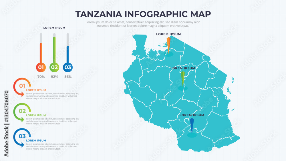 Infographic Map of Tanzania. Tanzania country map infographic colored ...