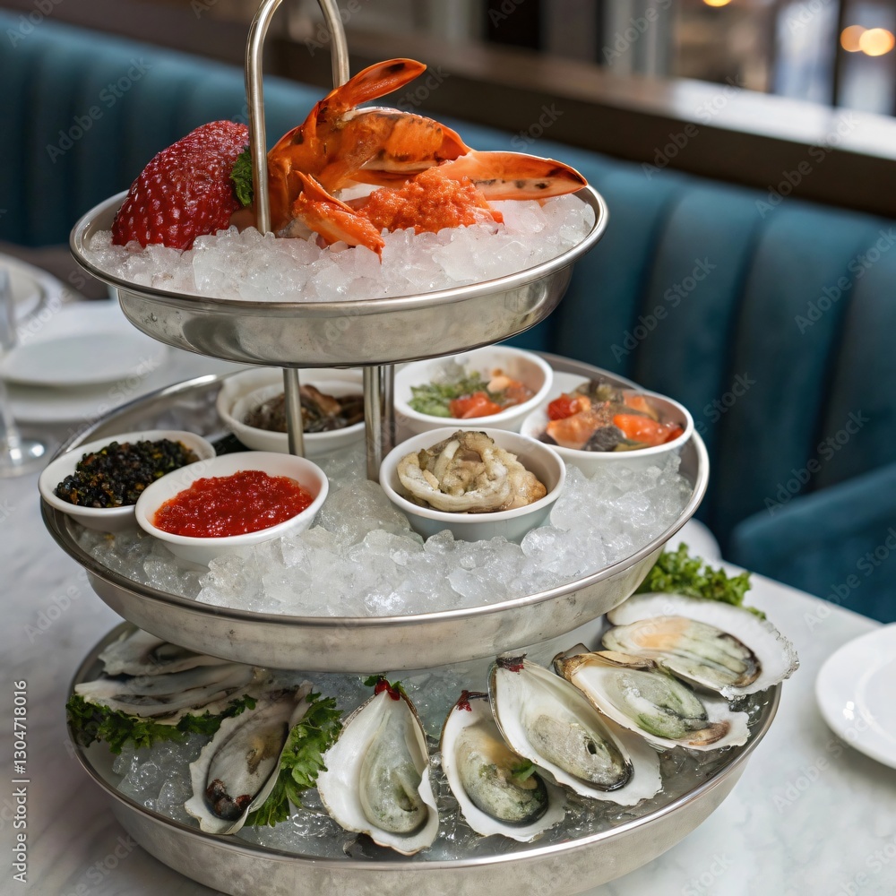 Luxury Seafood Tower with Oysters, Lobster, Caviar, and Pomegranate ...