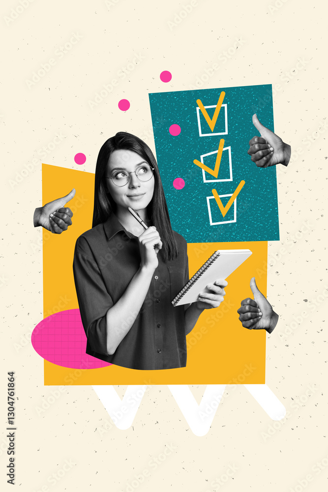 Composite artwork photo collage template sketch of manager professional ...