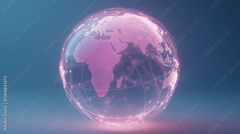 Glowing Pink and Purple Digital Globe on Teal Background Stock Photo ...