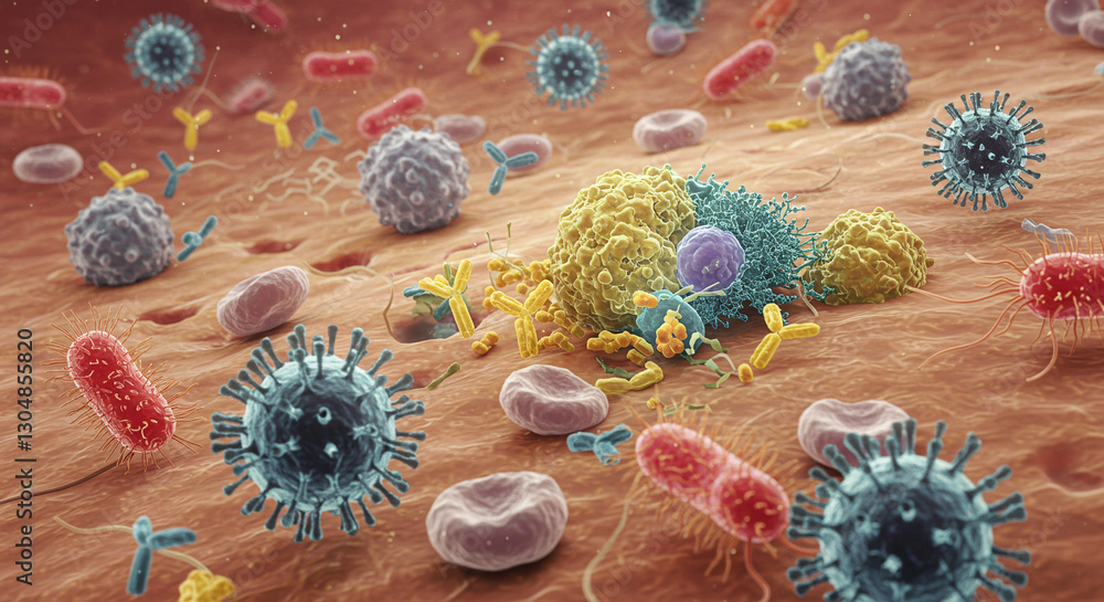 Immunity or Immune system images. Close-Up 3D medical illustration The ...