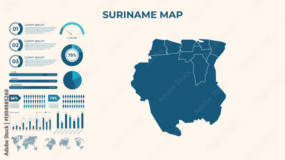 Vector de Stock Infographic Map of Suriname. Vector Map of a global map ...