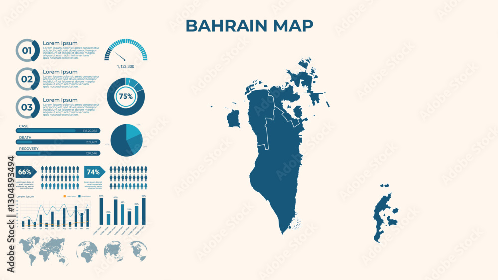 Image vectorielle Stock Infographic Map of Bahrain. Vector Map of a ...