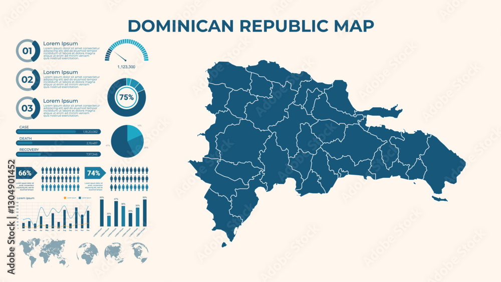 Infographic Map of Dominican Republic. Vector Map of a global map in ...