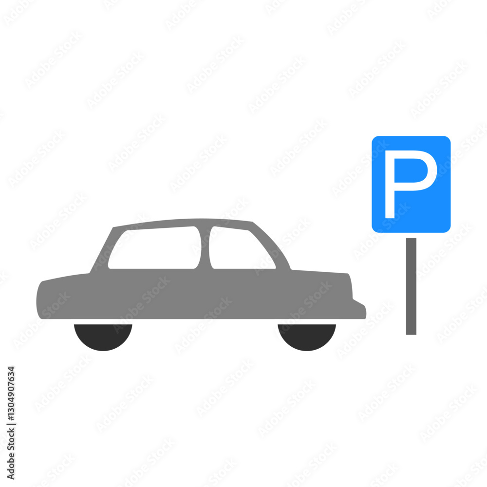 parking icon, simple flat style, illustration, logo sign symbol ...