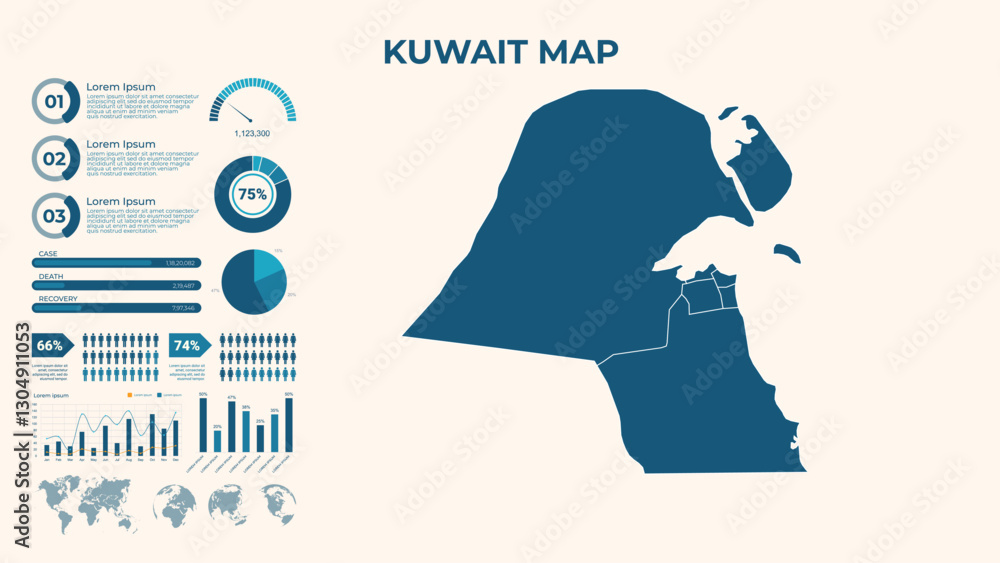 Стоковое векторное изображение «Infographic Map of Kuwait. Vector Map ...