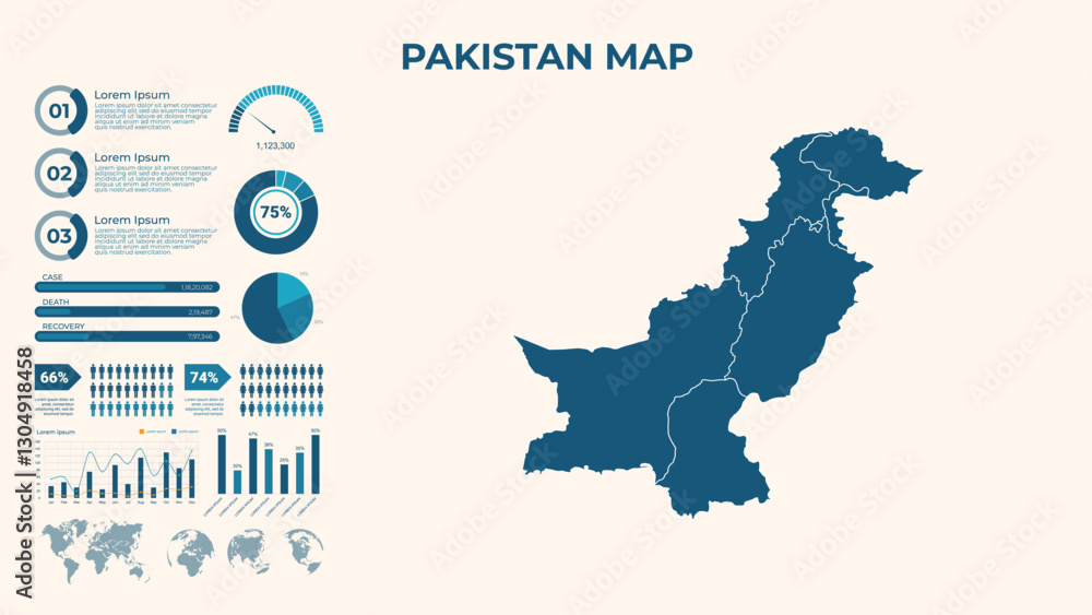 Infographic Map of Pakistan. Vector Map of a global map in the form of ...