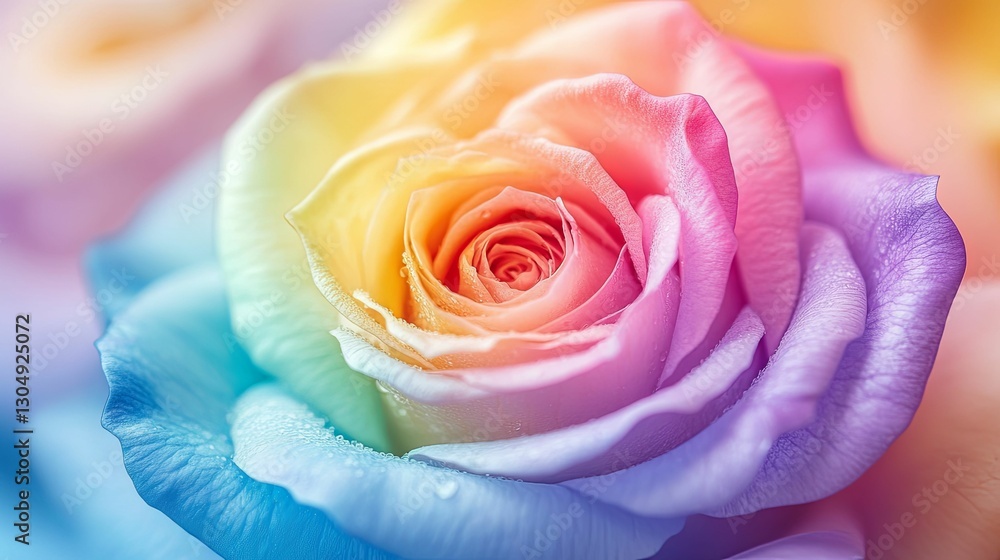 A Rainbow Rose Blooms Vibrantly Showing Delicate Petals Stock ...