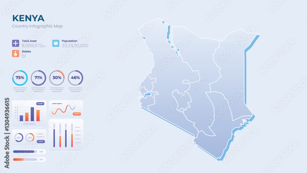 Infographic Map of Kenya. Total Area, Papulation, States & More ...