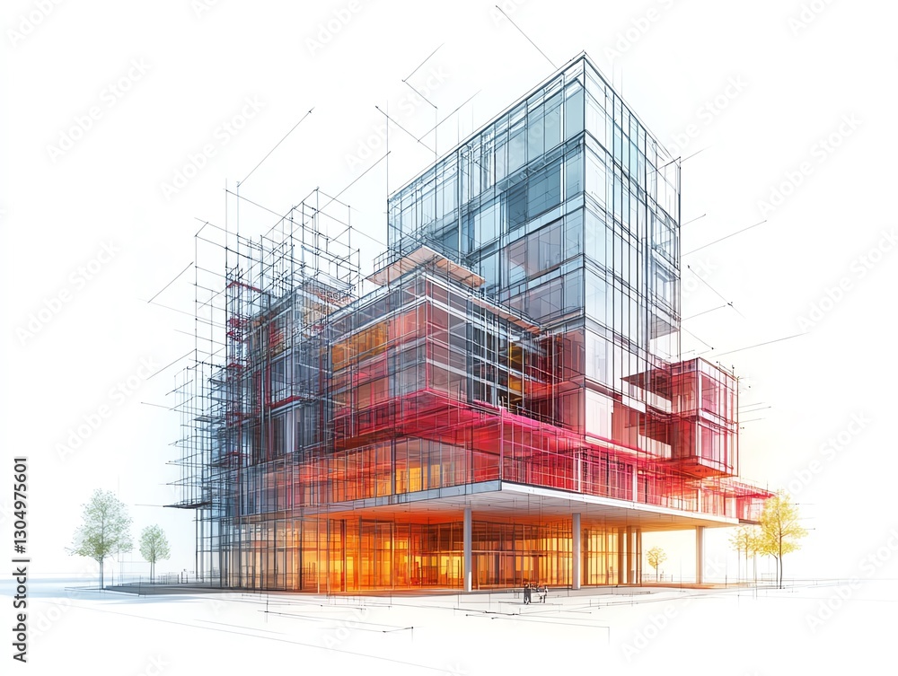 Building construction diagram, detailed floor plans, structural design ...