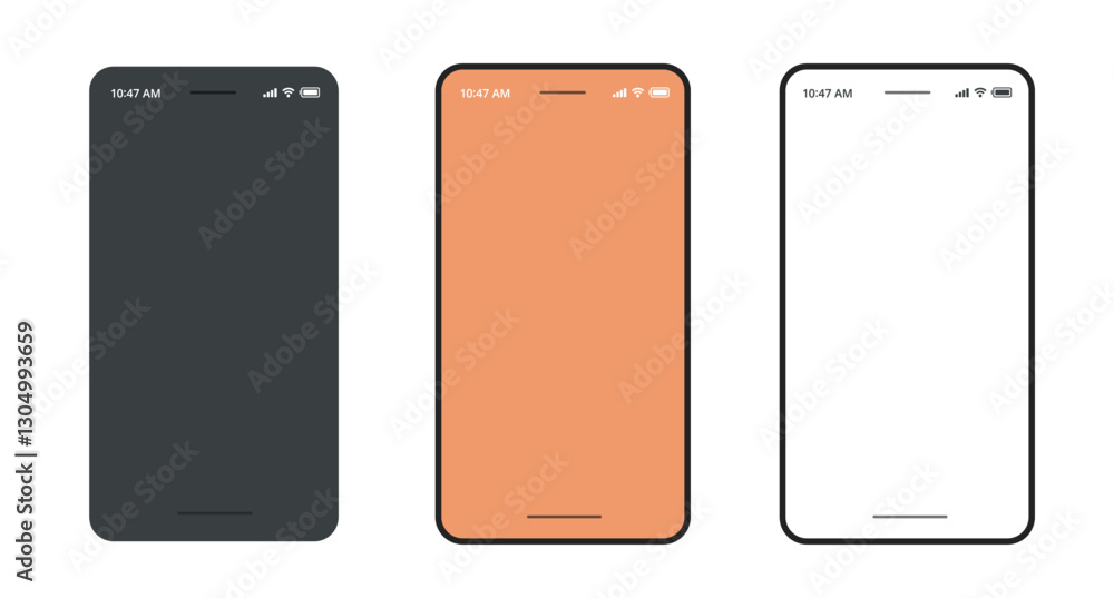 Cell phone screen blank mockup template icon vector frame for mobile ...