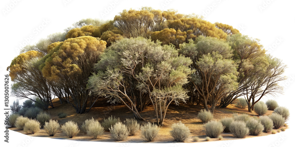 Collection of dry shrub plant and desert tree (Desert Willow, Mesquite ...