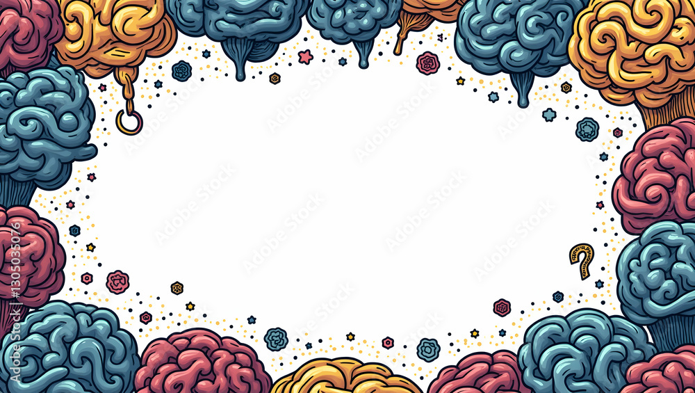 Philosophical symbols and abstract brain border frame with copy space ...