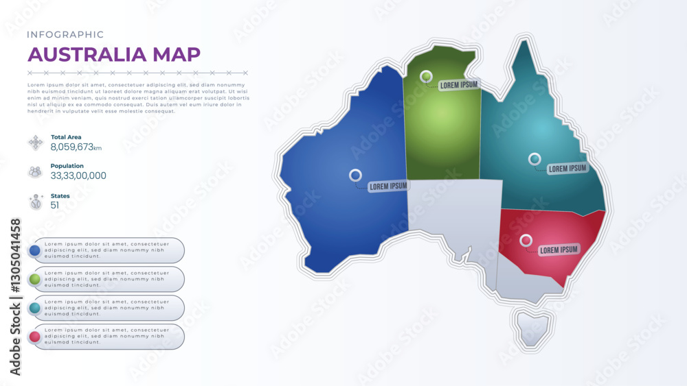 Stock-Vektorgrafik „Total Area, Papulation, States & More Detailed ...