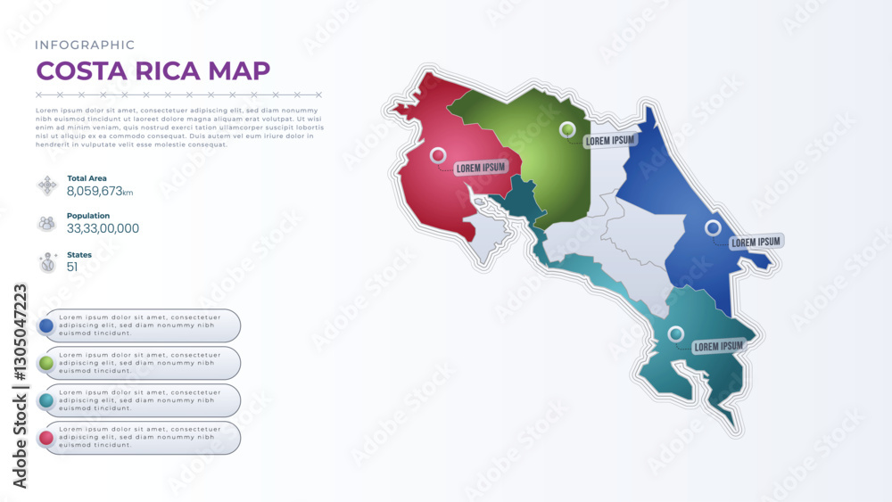 Total Area, Papulation, States & More Detailed Infographic Map of Costa ...