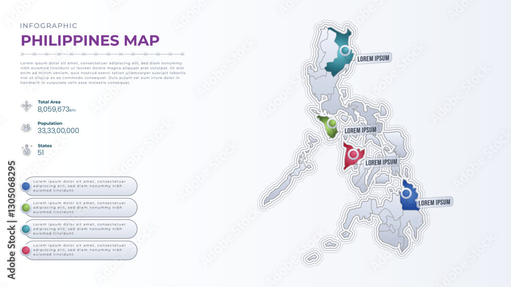 Total Area, Papulation, States & More Detailed Infographic Map of ...