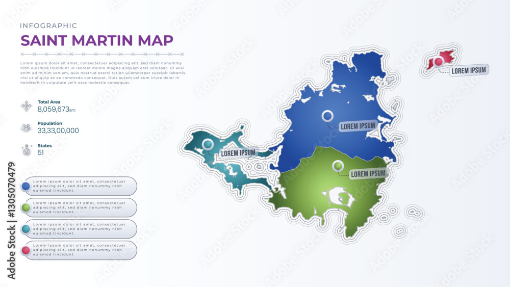 Vector de Stock Total Area, Papulation, States & More Detailed ...