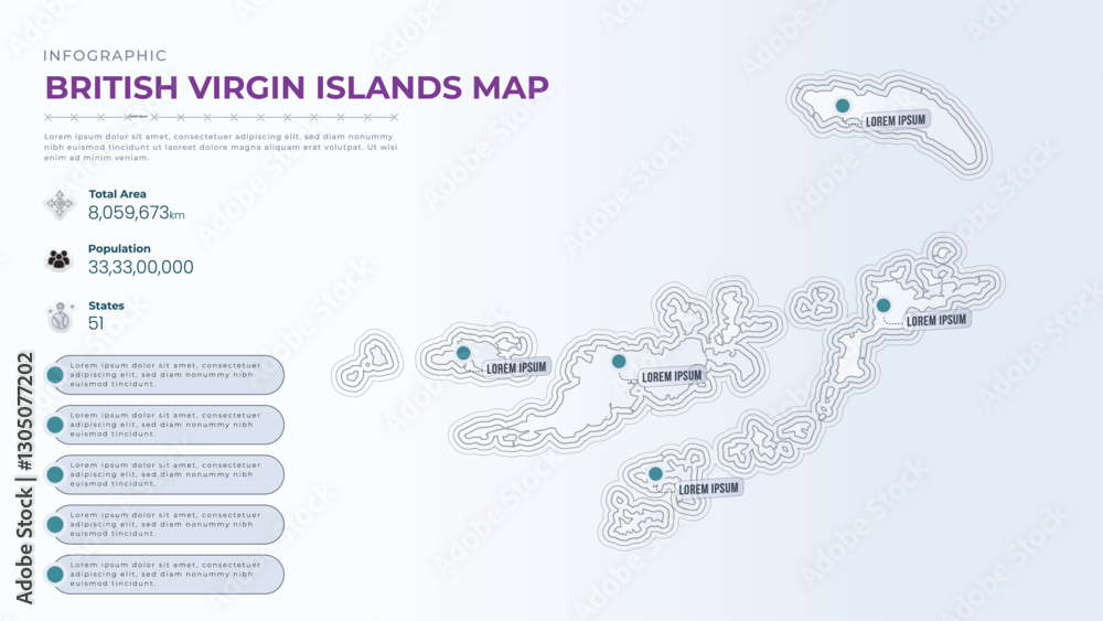 Vektor Total Area, Papulation, States & More Detailed Infographic Map ...