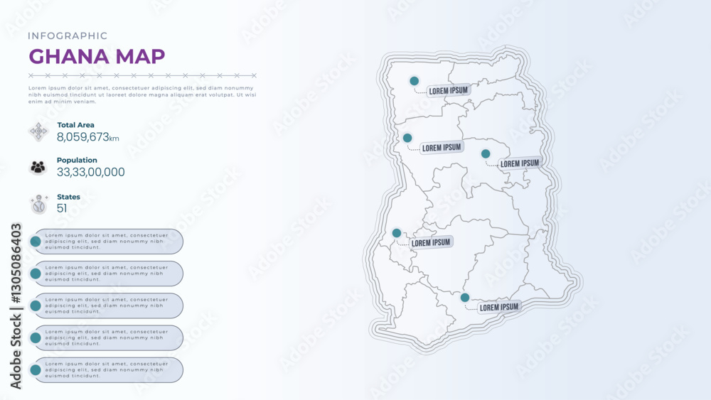 Vektor Total Area, Papulation, States & More Detailed Infographic Map ...