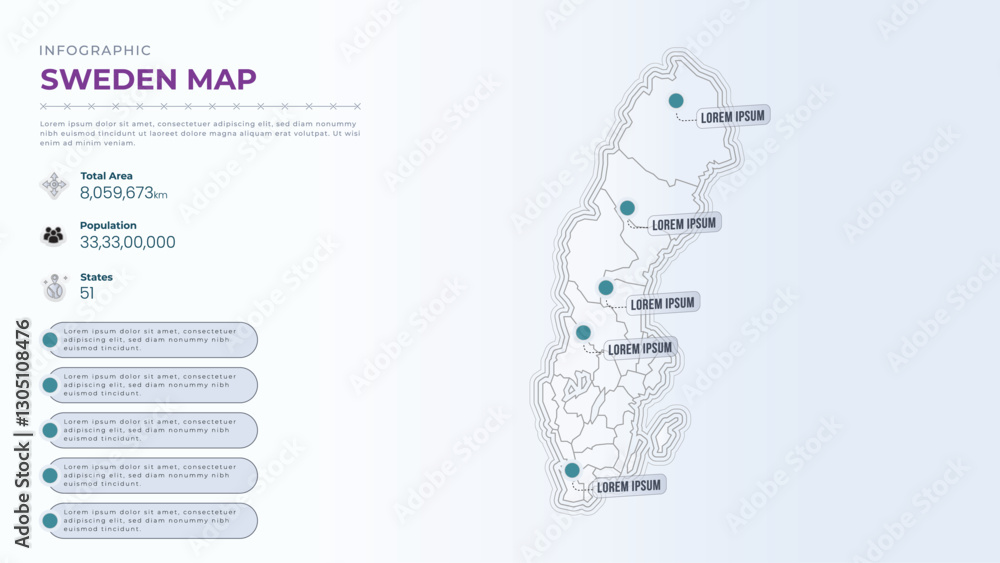 Total Area, Papulation, States & More Detailed Infographic Map of ...