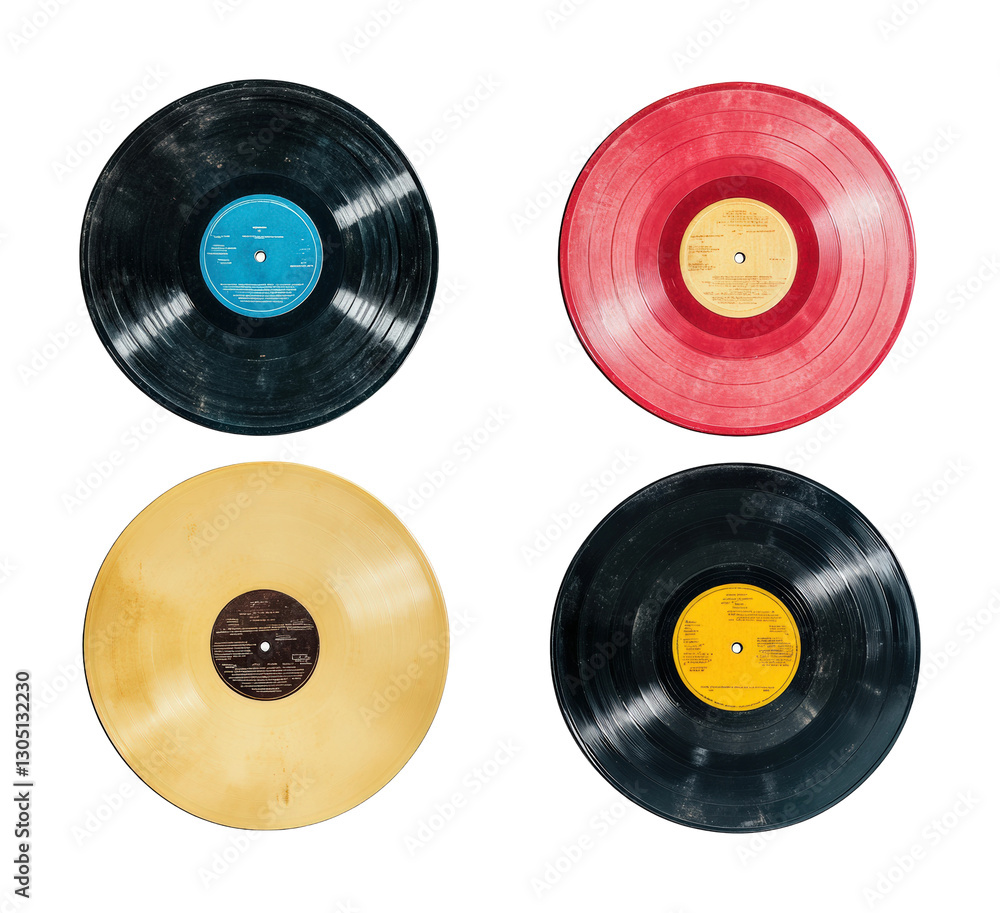 Home vinyl collection for nostalgia enthusiasts isolated on transparent ...