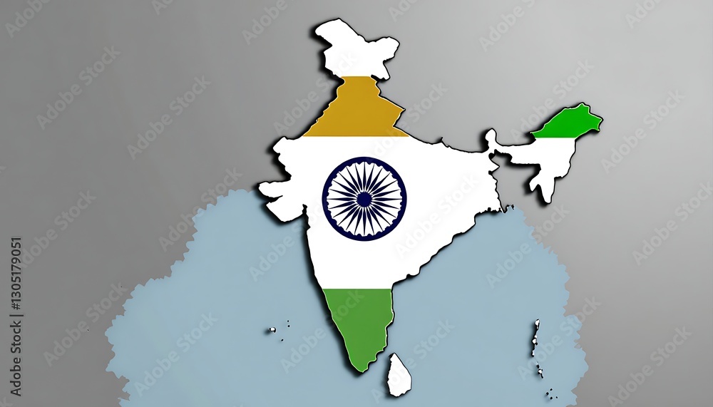 India Map with Flag Colors Representing Indian Geography and Culture ...
