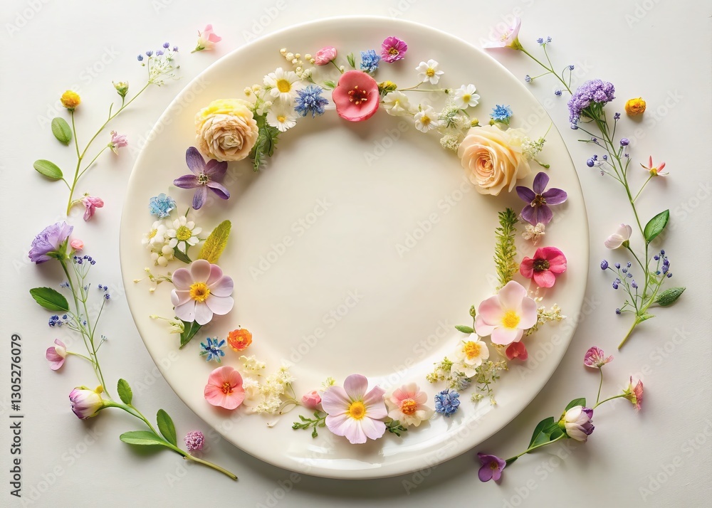 Elegant Floral Border, Feminine Food Photography Background, Pastel ...