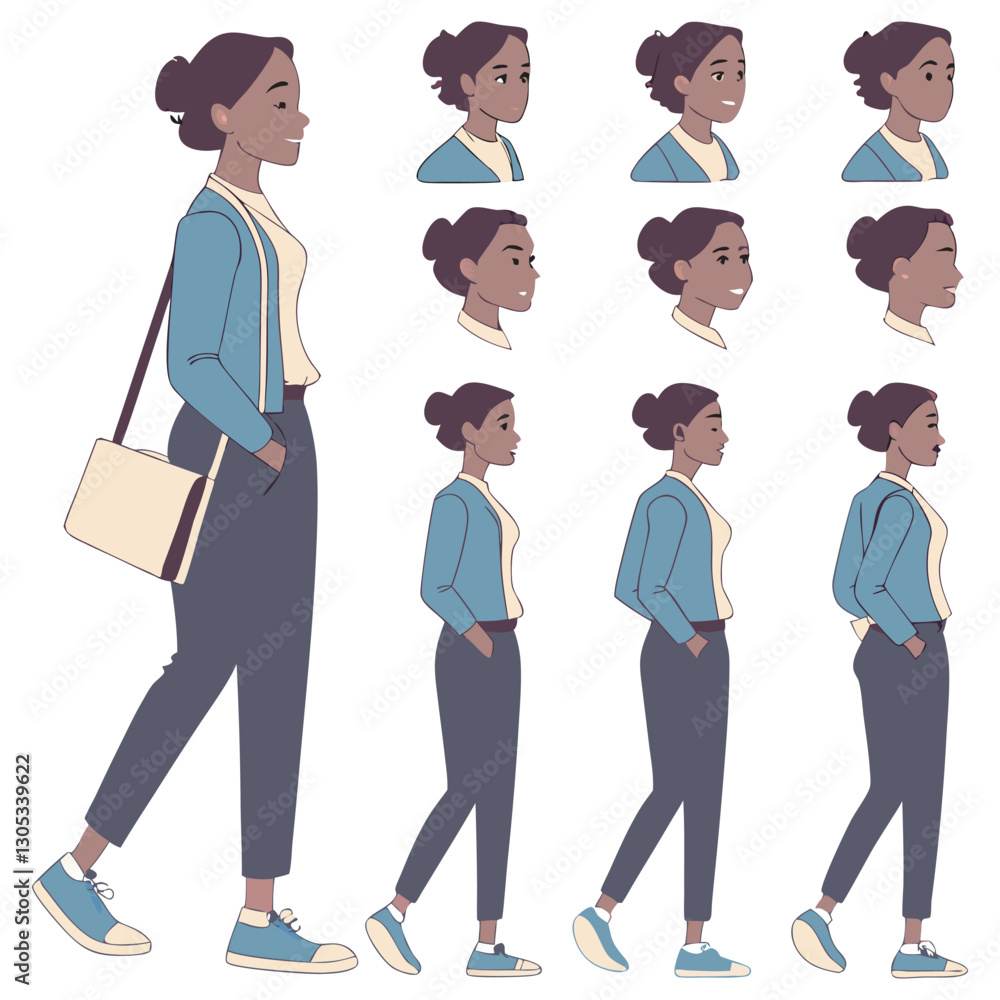 Casual business woman character constructor for animation vector ...
