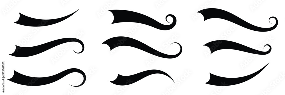 Swoosh and swash tails collection. Swooshes text tail for baseball ...