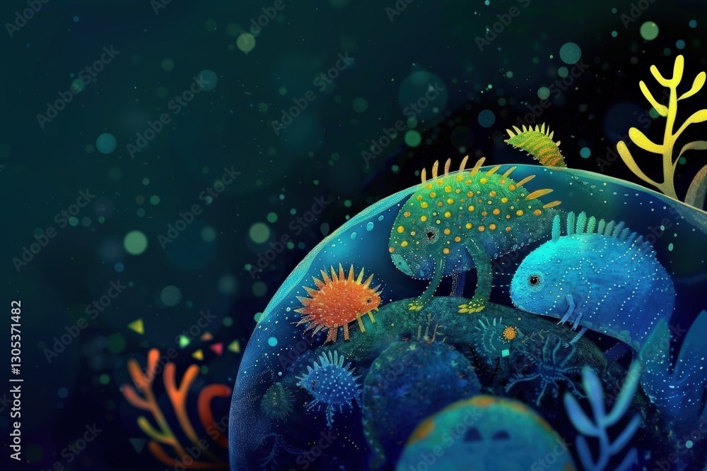 Dreamlike Fantasy World with Bioluminescent Creatures in a Lush, Alien ...