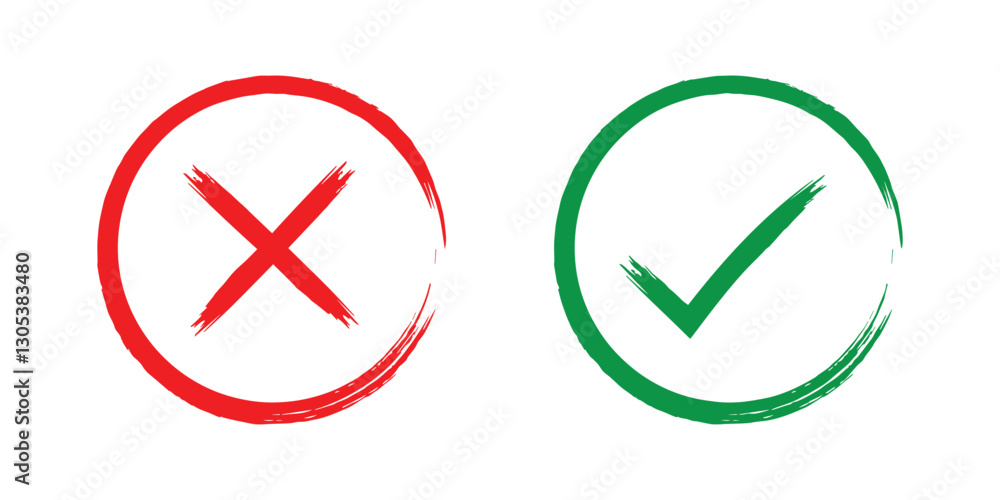 Tick and Cross sign elements. Vector buttons for vote, election choice ...