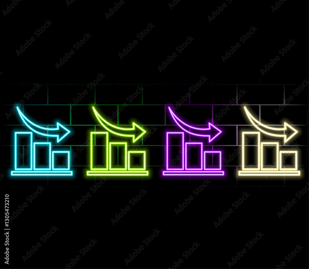 Continuous one single line drawing Declining graph Business chart loss ...