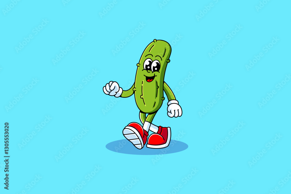 pickles cucumber vegetables retro cartoon character mascot illustration ...