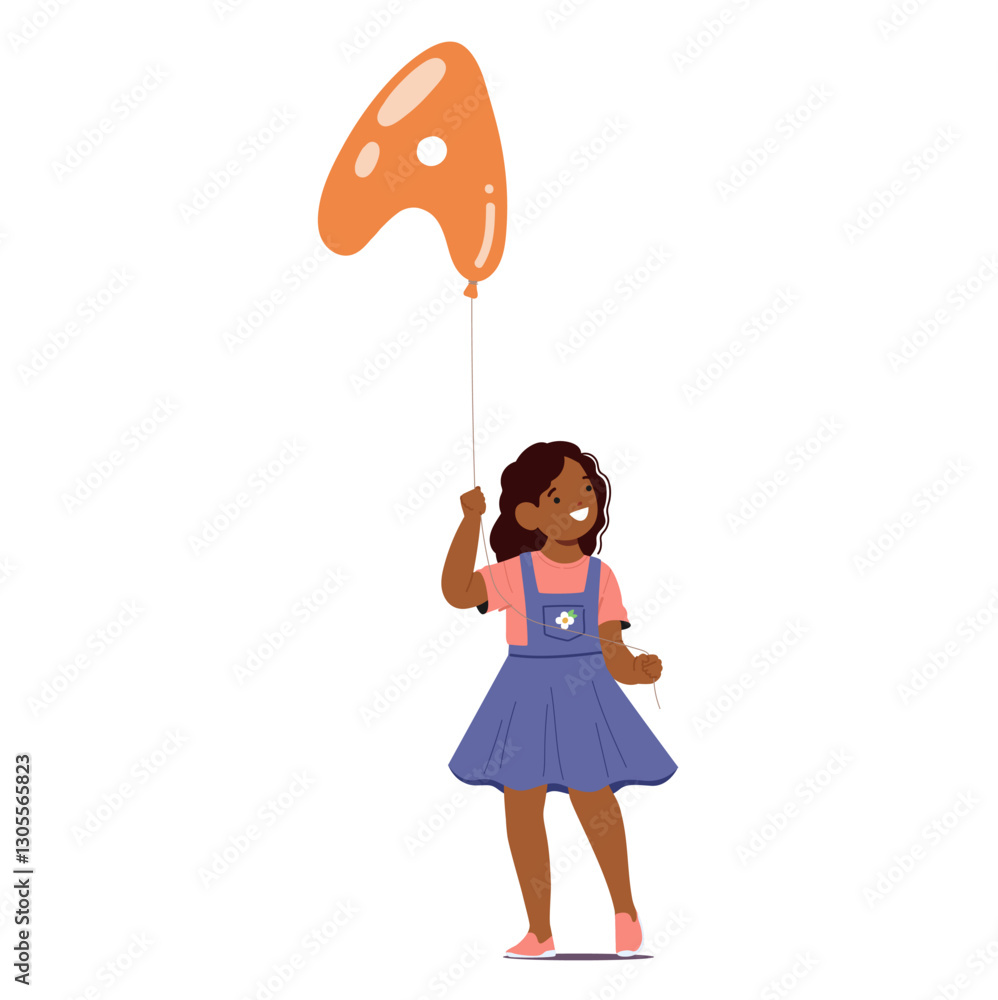 Cute little girl preschool child character holding letter A of English ...